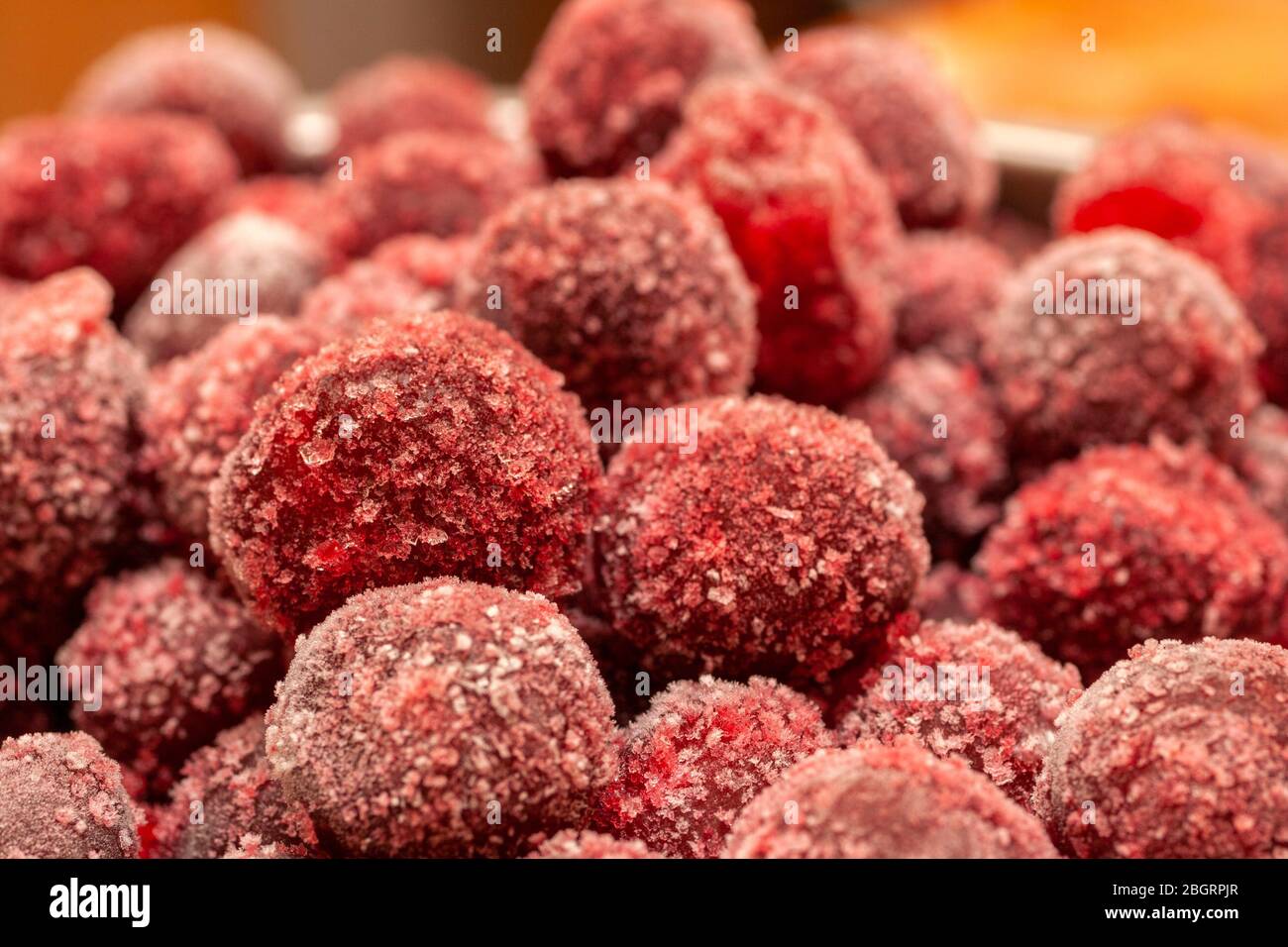 Frozen cherry fruit close up. Cherry in ice crystals Stock Photo - Alamy