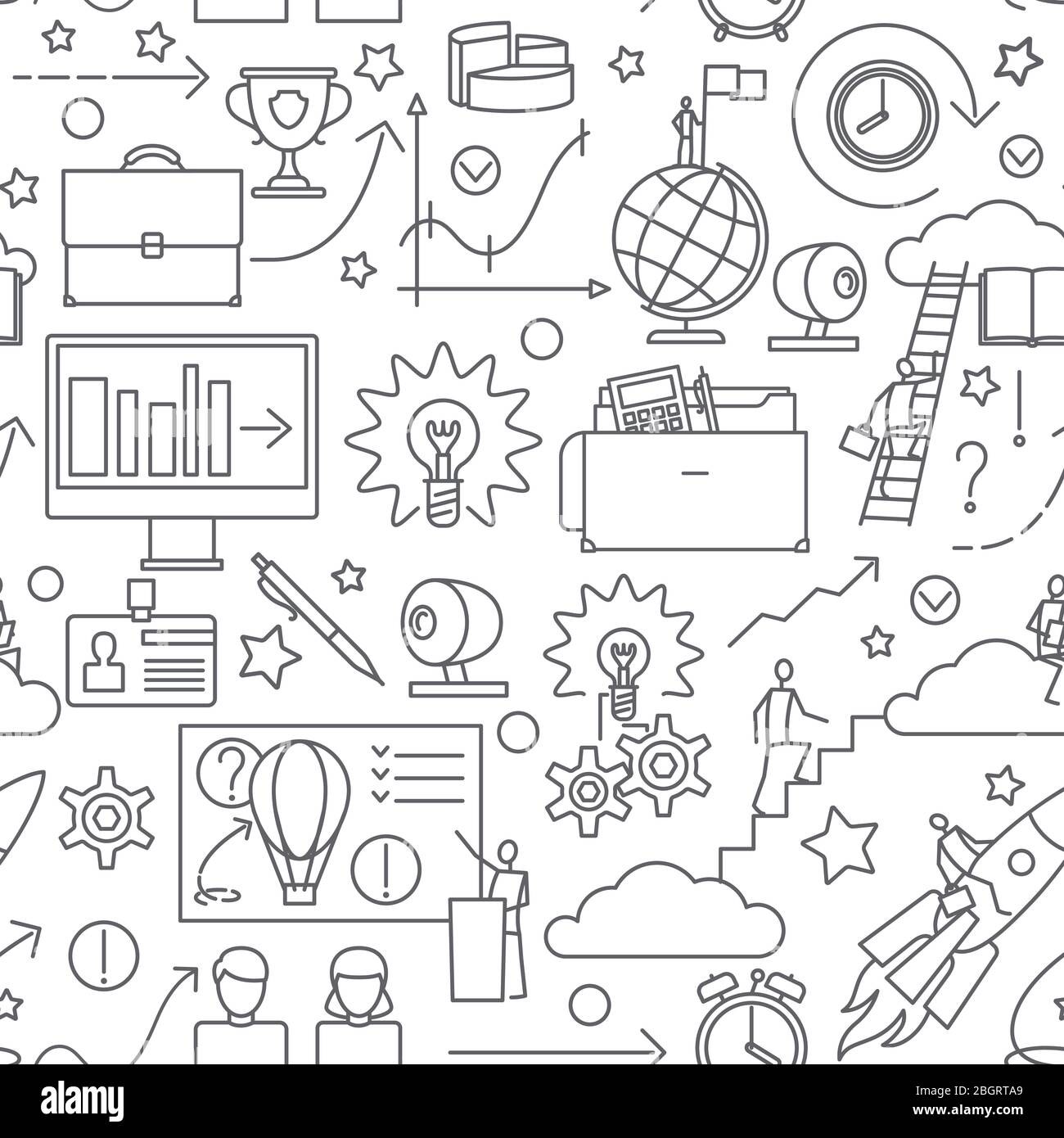 Business line pattern. Doodle business linear pattern. Vector ...