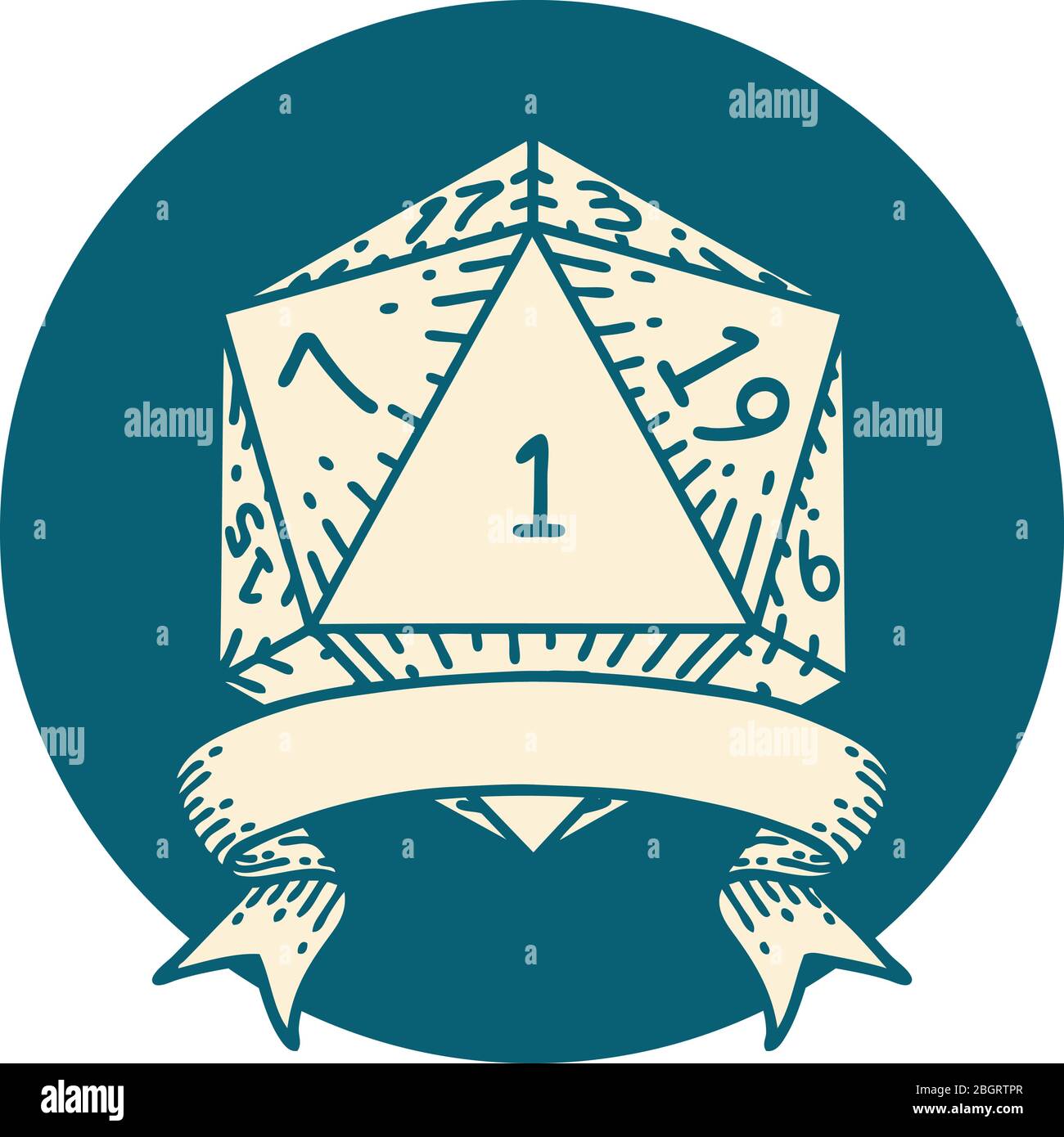 icon of natural one d20 dice roll Stock Vector Image & Art - Alamy