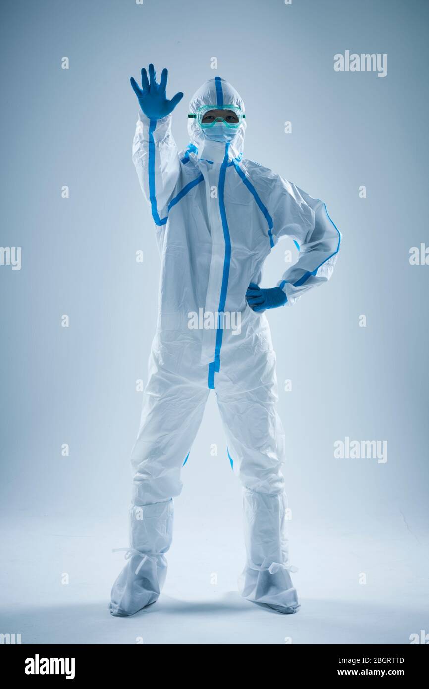 Japanese man wearing protective suit for disease prevention Stock Photo ...