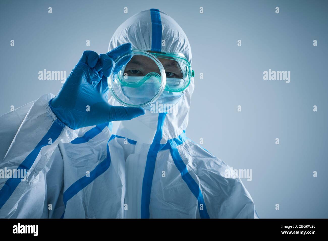 Japanese man wearing protective suit for disease prevention Stock Photo ...