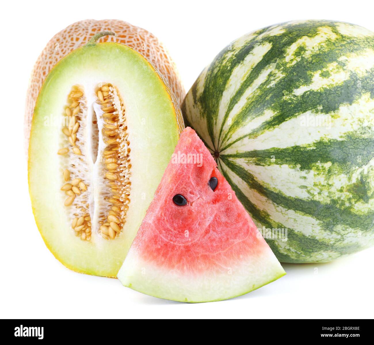 Melons and watermelon isolated on white Stock Photo - Alamy