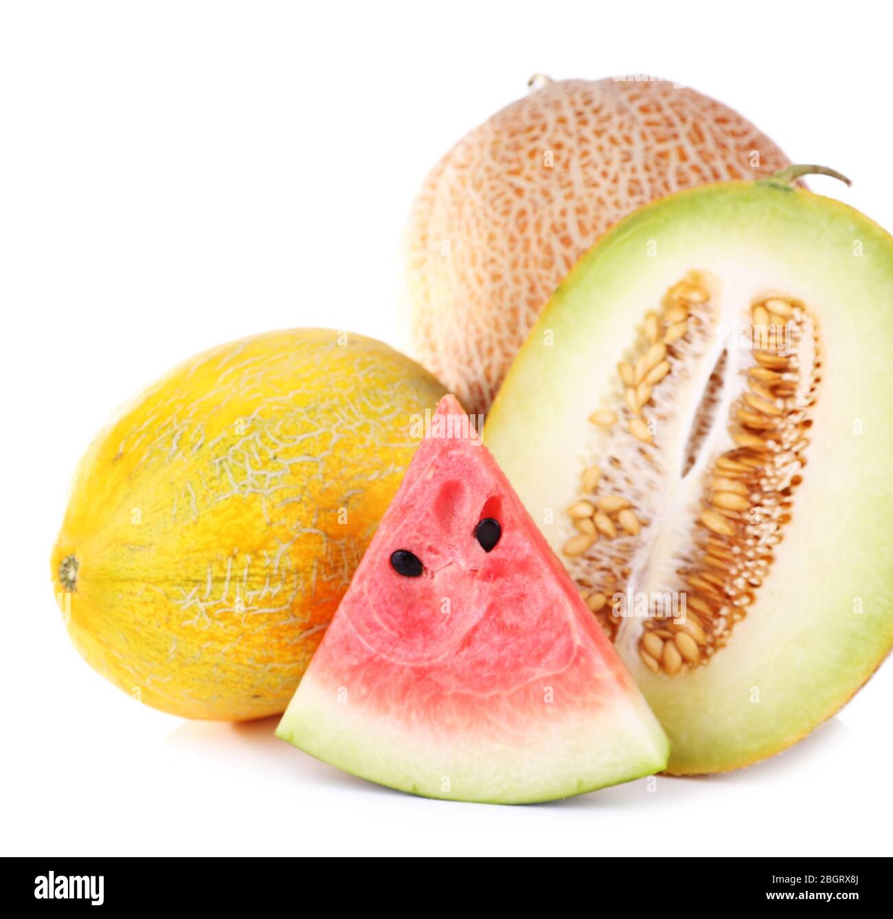 Melons and watermelon isolated on white Stock Photo - Alamy