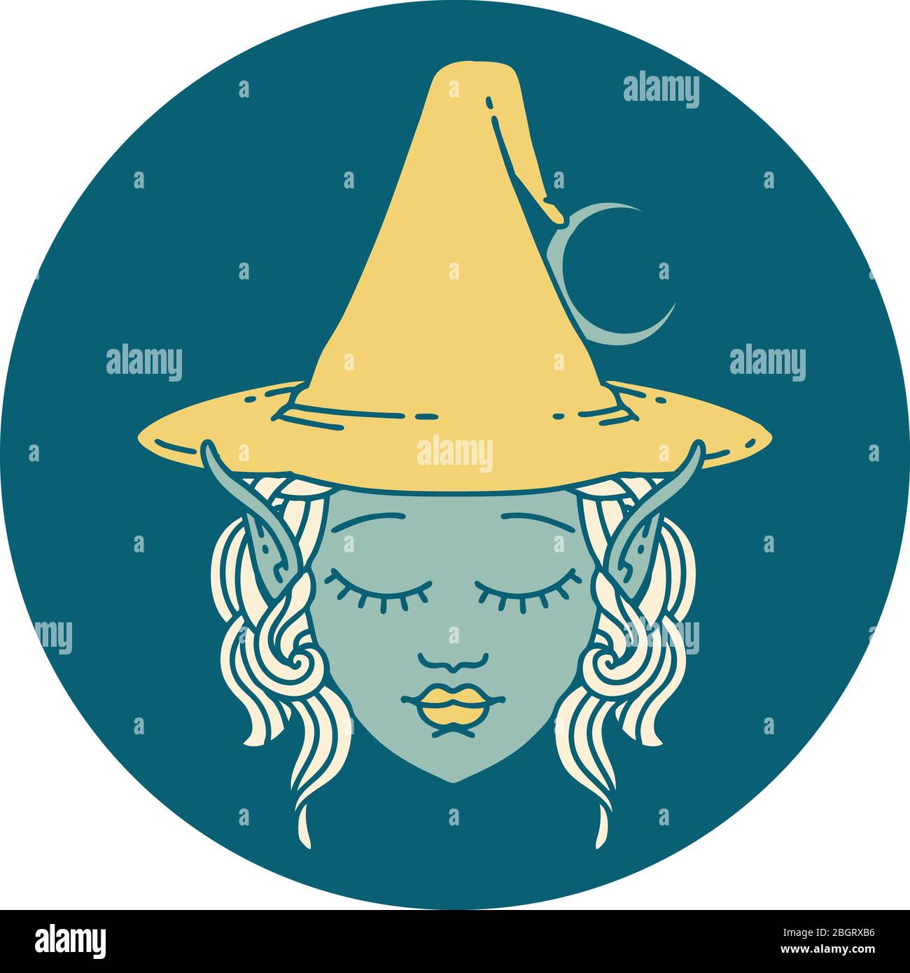 Retro Tattoo Style elf mage character face Stock Vector Image & Art - Alamy