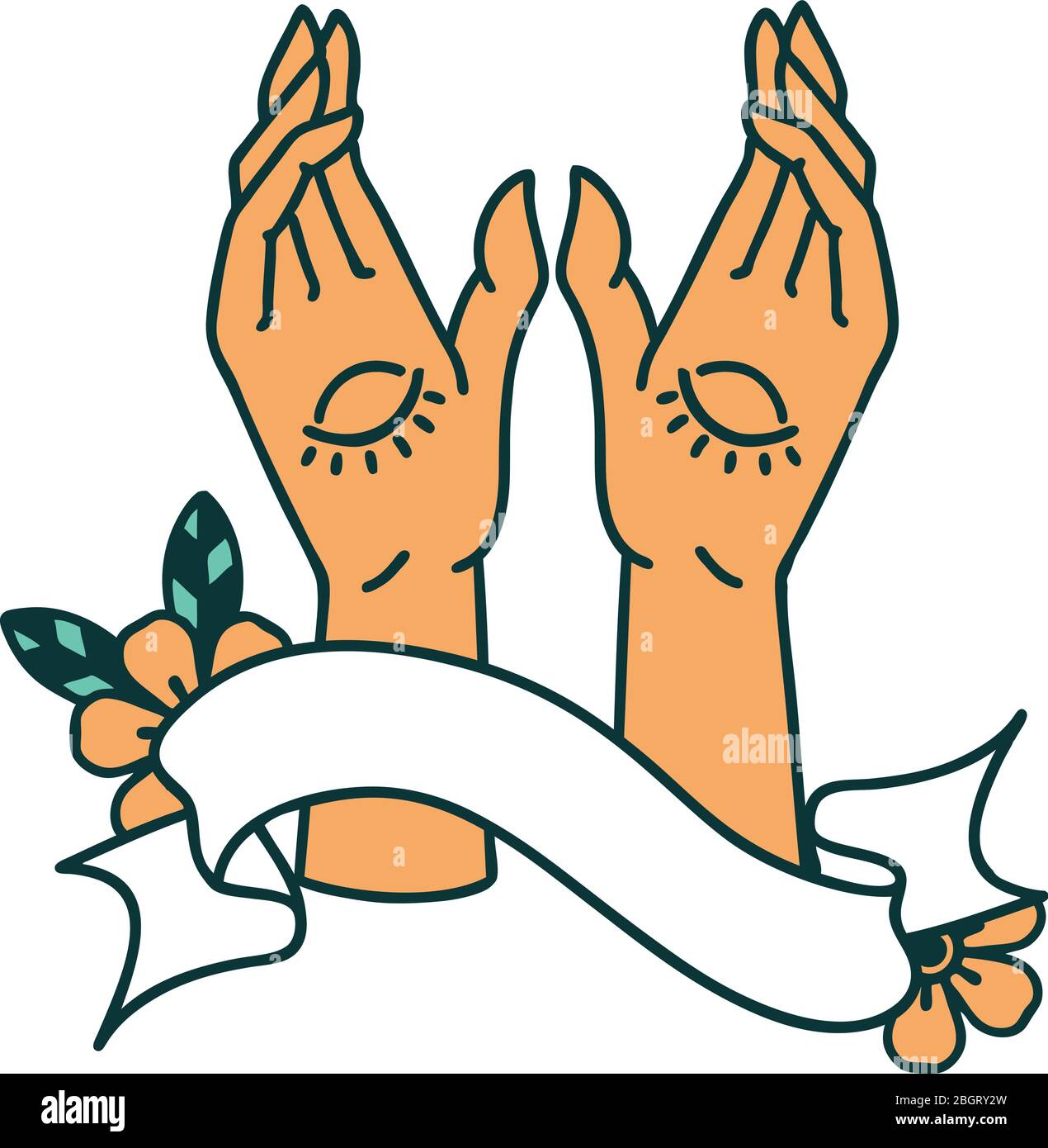 traditional tattoo with banner of mystic hands Stock Vector Image & Art ...