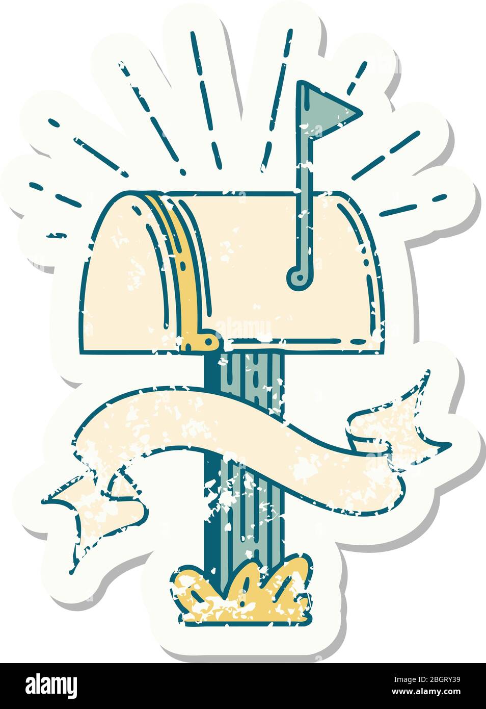 worn old sticker of a tattoo style closed mailbox Stock Vector Image ...