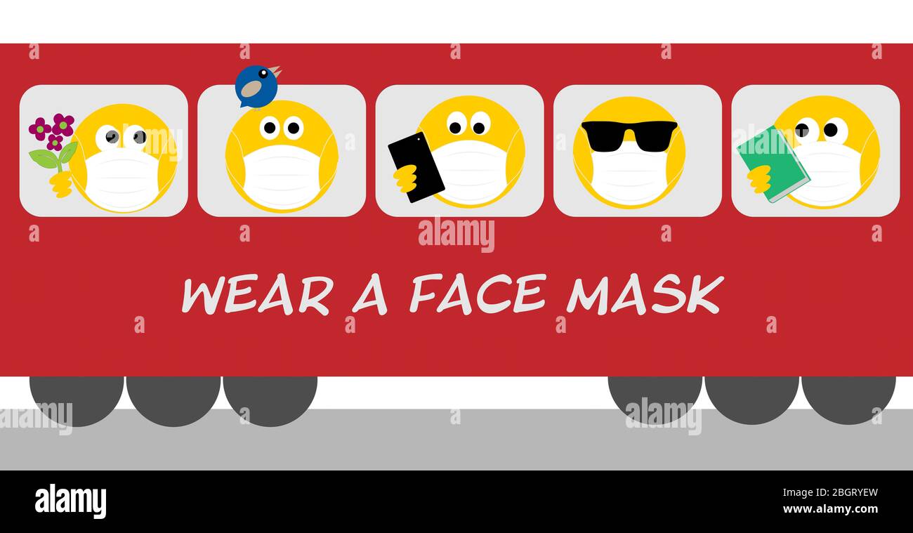 Coronavirus, covid 19, social distancing, emoji wearing face masks on ...