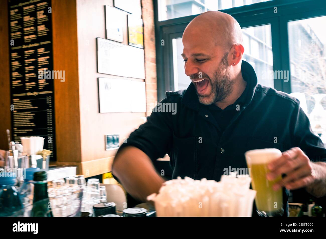 Interior of pub, for drinking and socializing, New York, NY Stock Photo ...