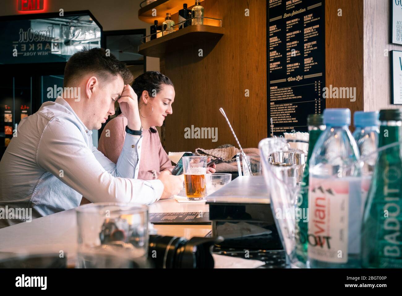 Interior of pub, for drinking and socializing, New York, NY Stock Photo ...