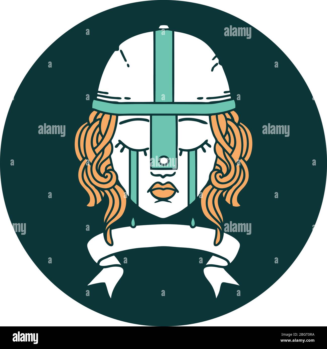 icon of crying human fighter character with banner Stock Vector Image ...