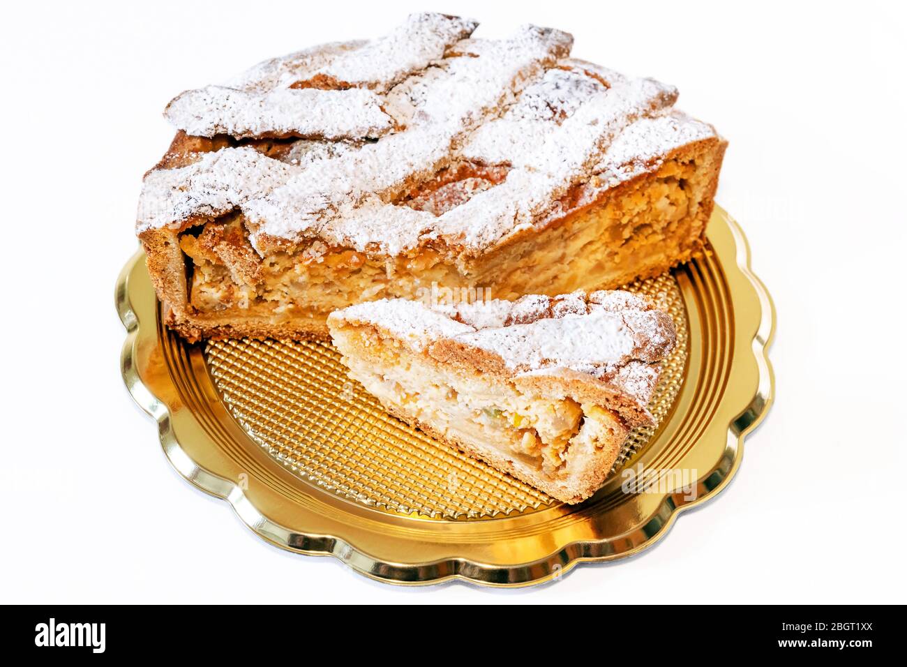 Neapolitan Pastiera, typical Italian dessert. Type of tart typical of ...