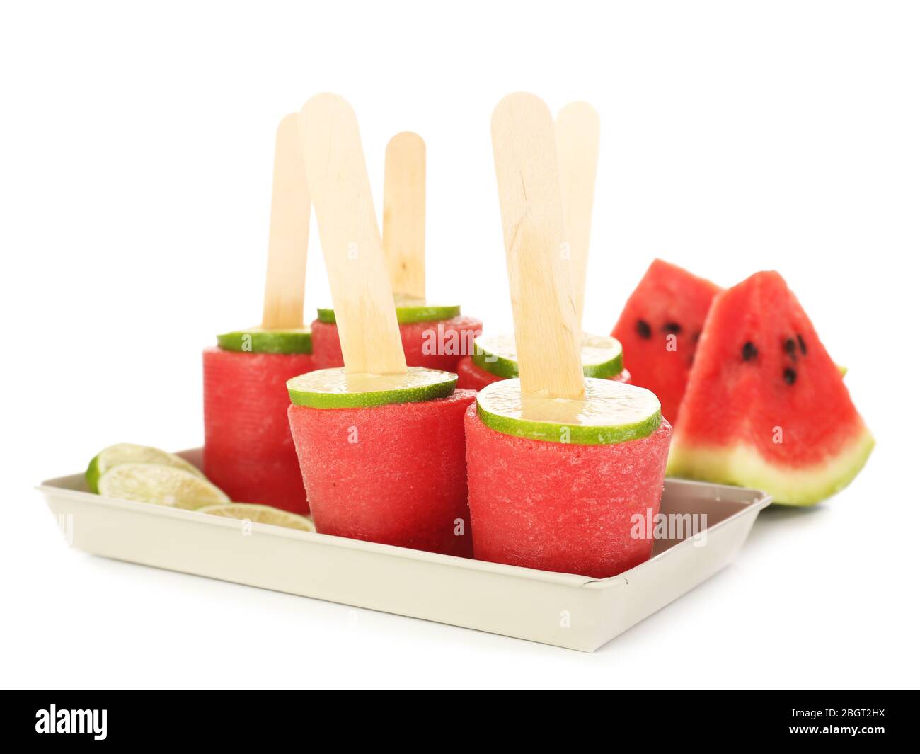 Watermelon ice-cream, isolated on white Stock Photo - Alamy