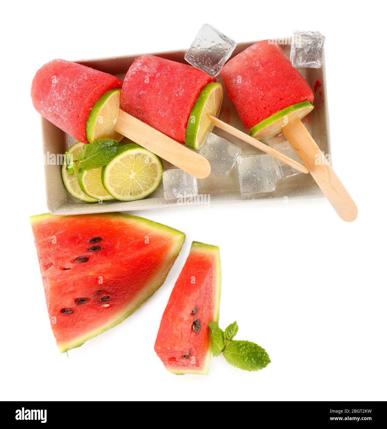Watermelon ice-cream, isolated on white Stock Photo - Alamy
