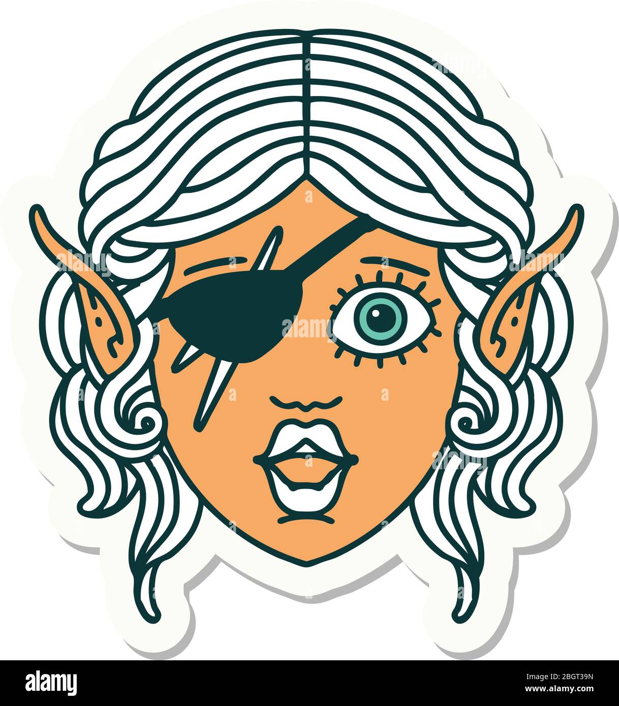 sticker of a elf rogue character face Stock Vector Image & Art - Alamy