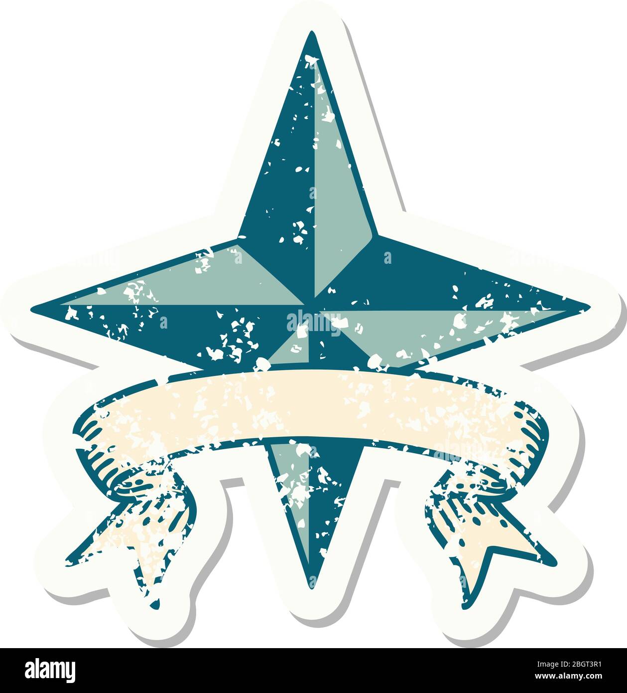 worn old sticker with banner of a star Stock Vector Image & Art - Alamy