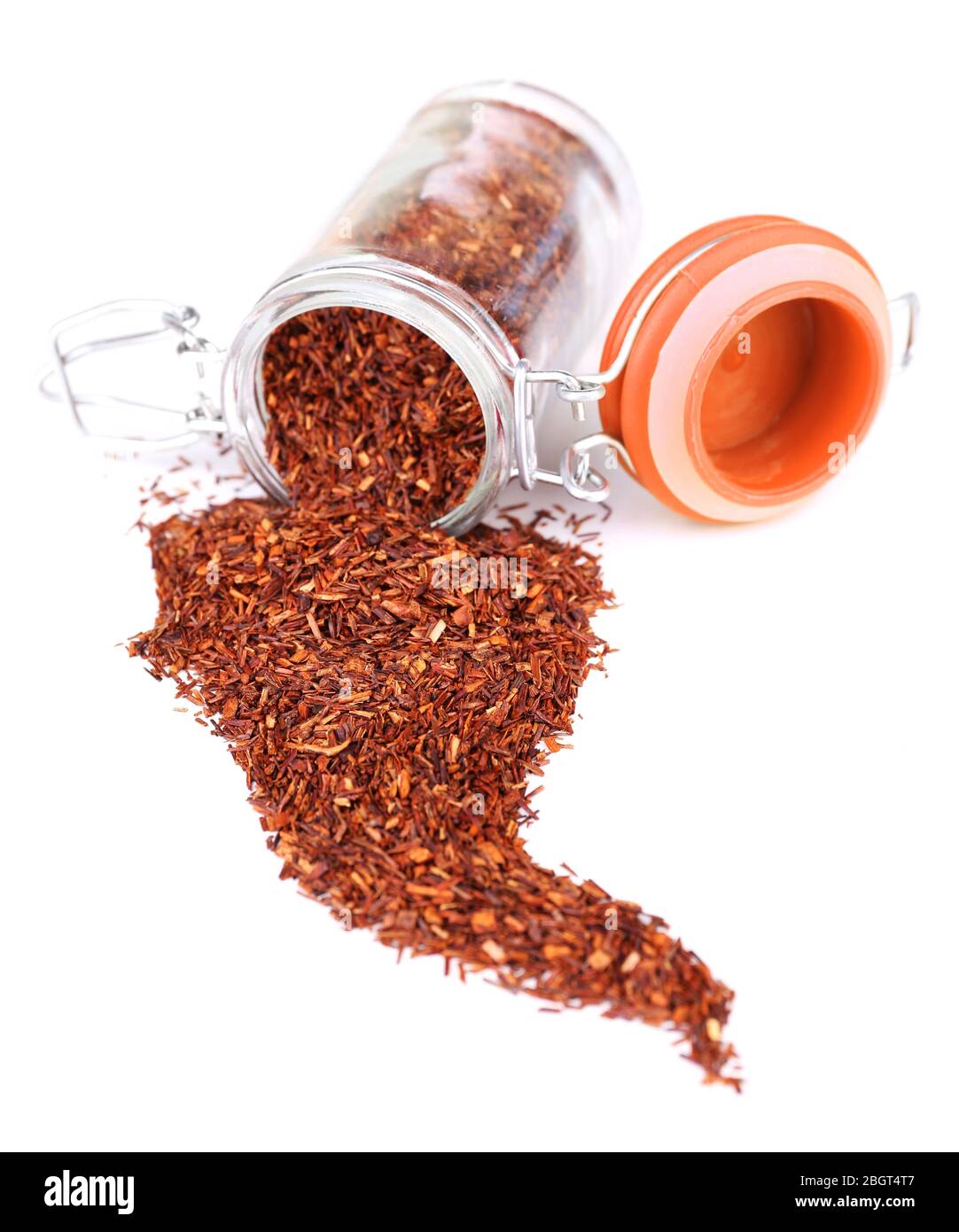 Dried rooibos tea in glass jar, isolated on white Stock Photo - Alamy