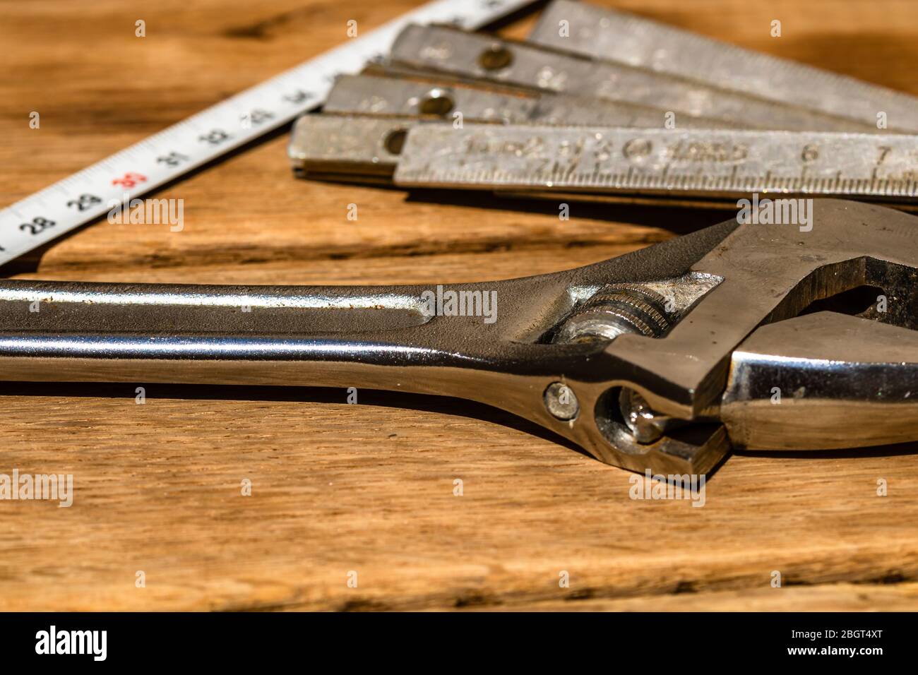 Tools for repair and building. Hummer, adjustable spanner, ruler ...
