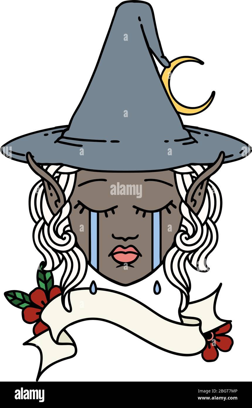 Retro Tattoo Style sad elf mage character face Stock Vector Image & Art ...