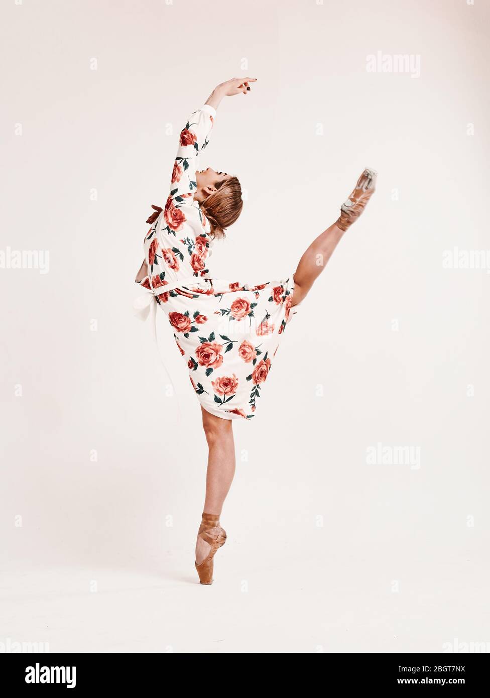 Ballet dancer or classic ballerina dancing isolated on white studio ...