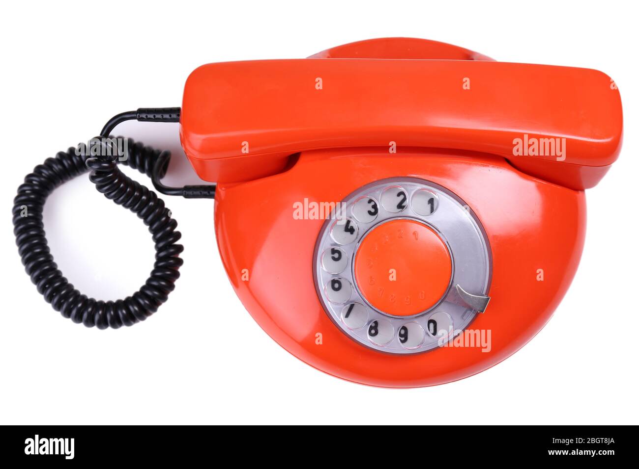 Retro red telephone, isolated on white Stock Photo - Alamy