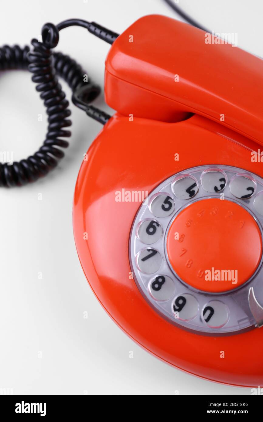 Retro red telephone, close up Stock Photo - Alamy