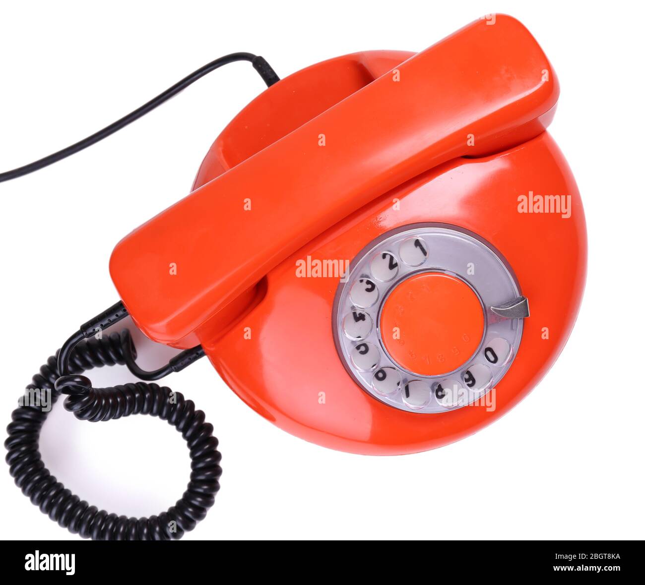 Retro red telephone, isolated on white Stock Photo - Alamy