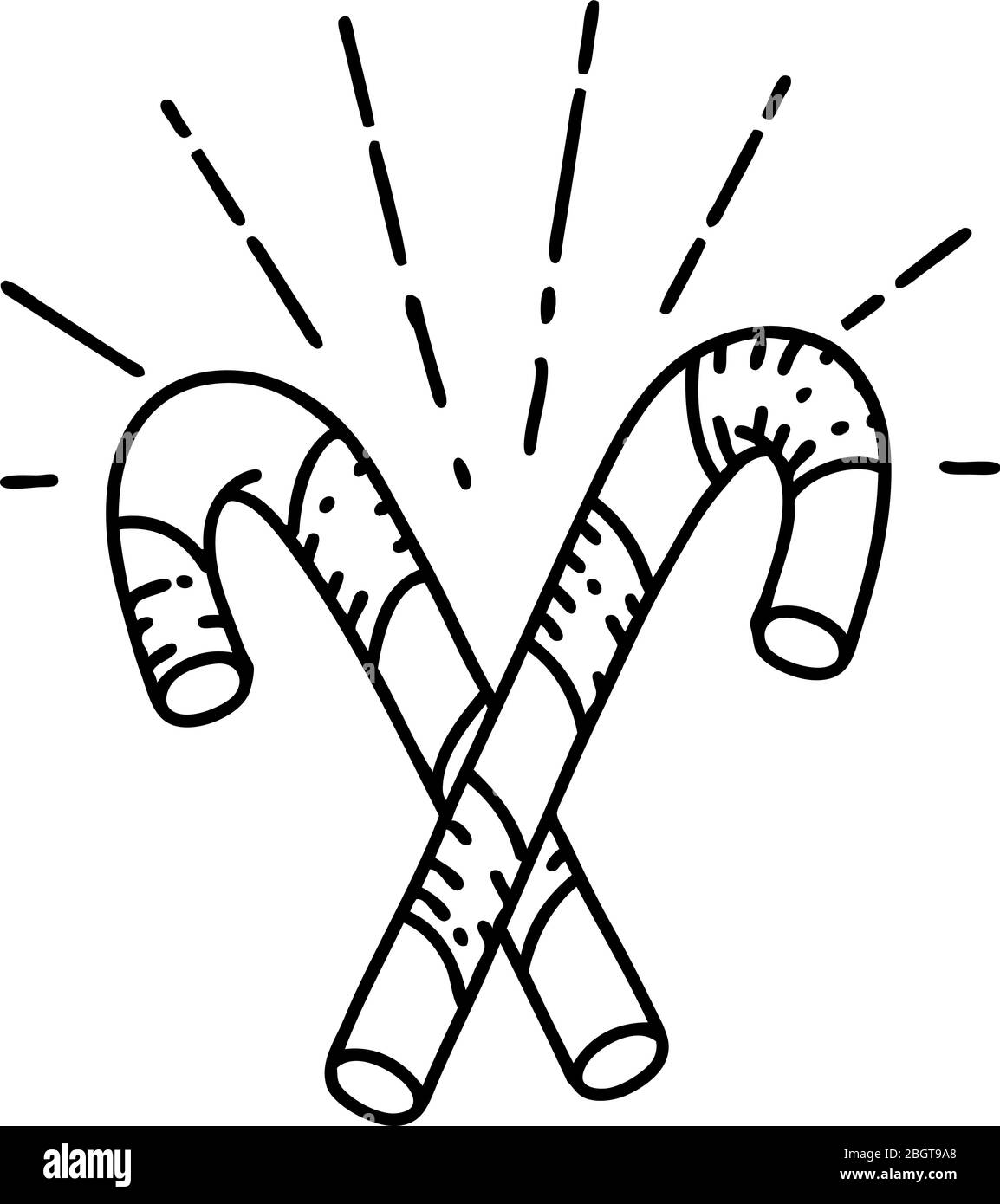 illustration of a traditional black line work tattoo style candy canes ...
