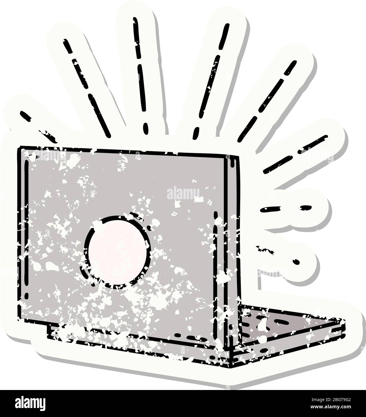 worn old sticker of a tattoo style laptop computer Stock Vector Image ...