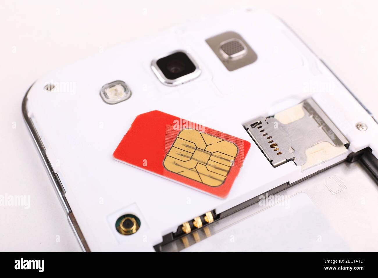 cell phone and sim card, isolated on white Stock Photo - Alamy