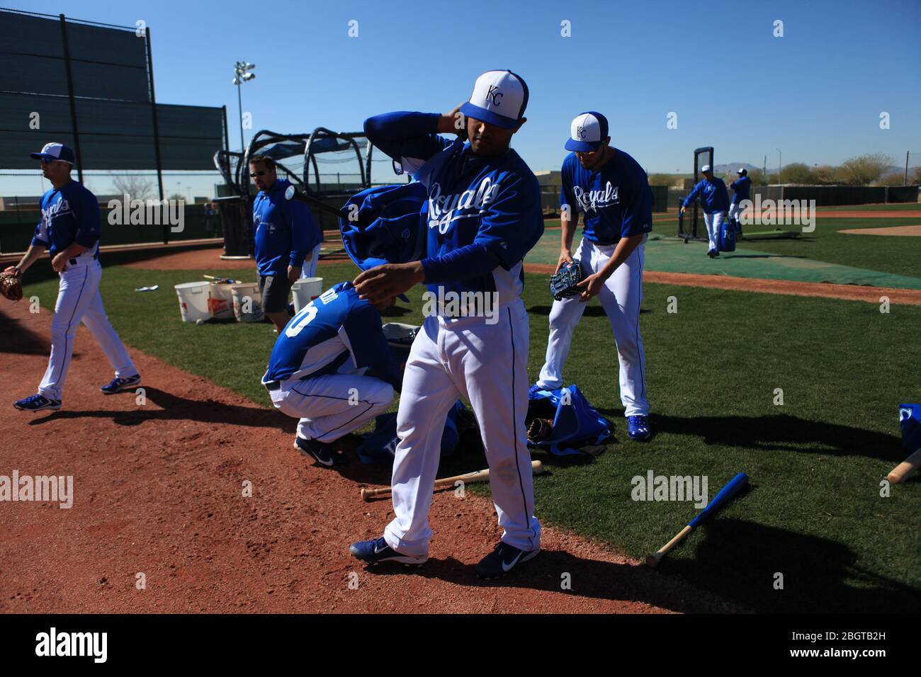 Kansas City Royals in MLB spring training baseball game in Arizon ...