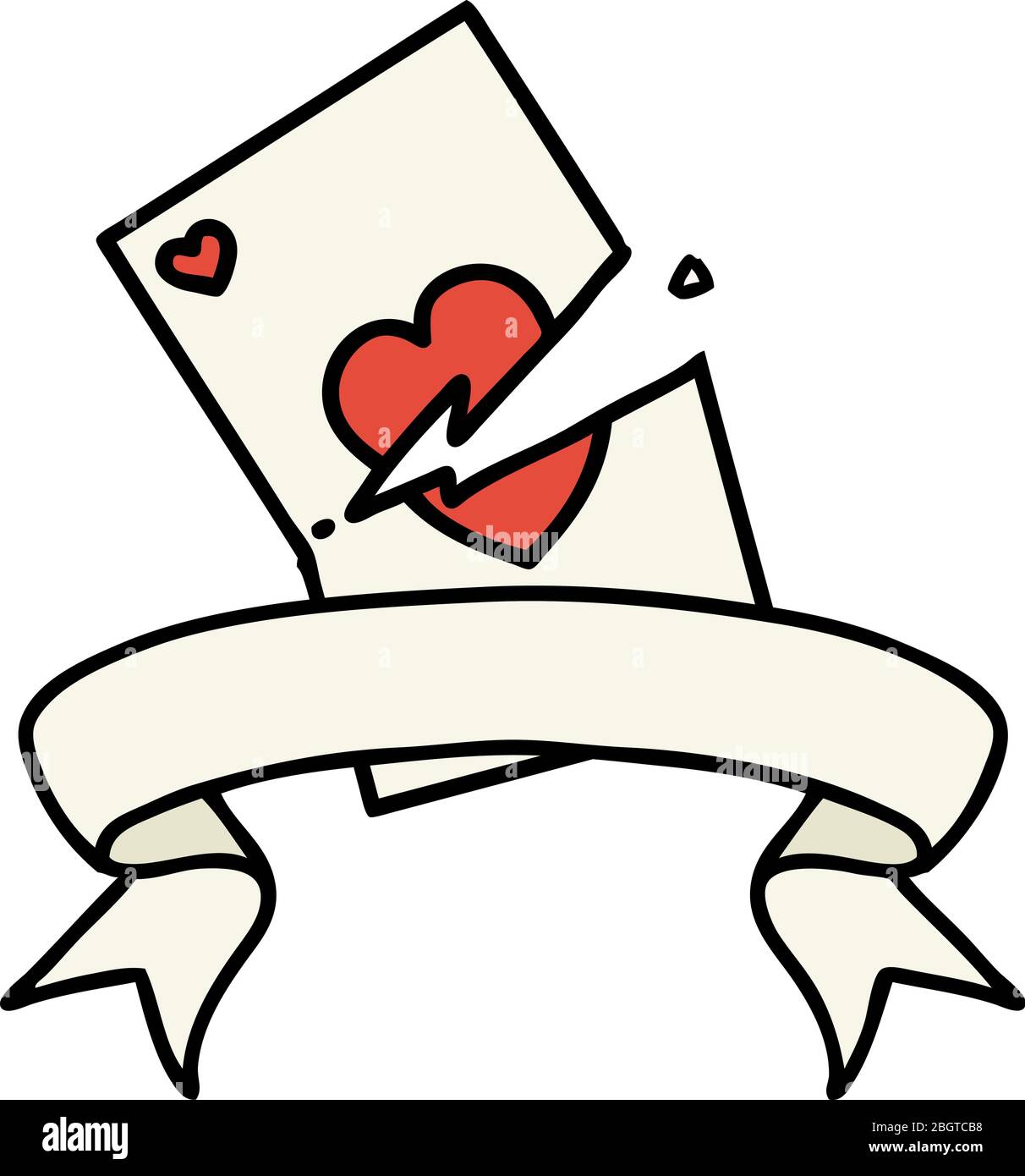 traditional tattoo with banner of a torn card Stock Vector Image & Art ...