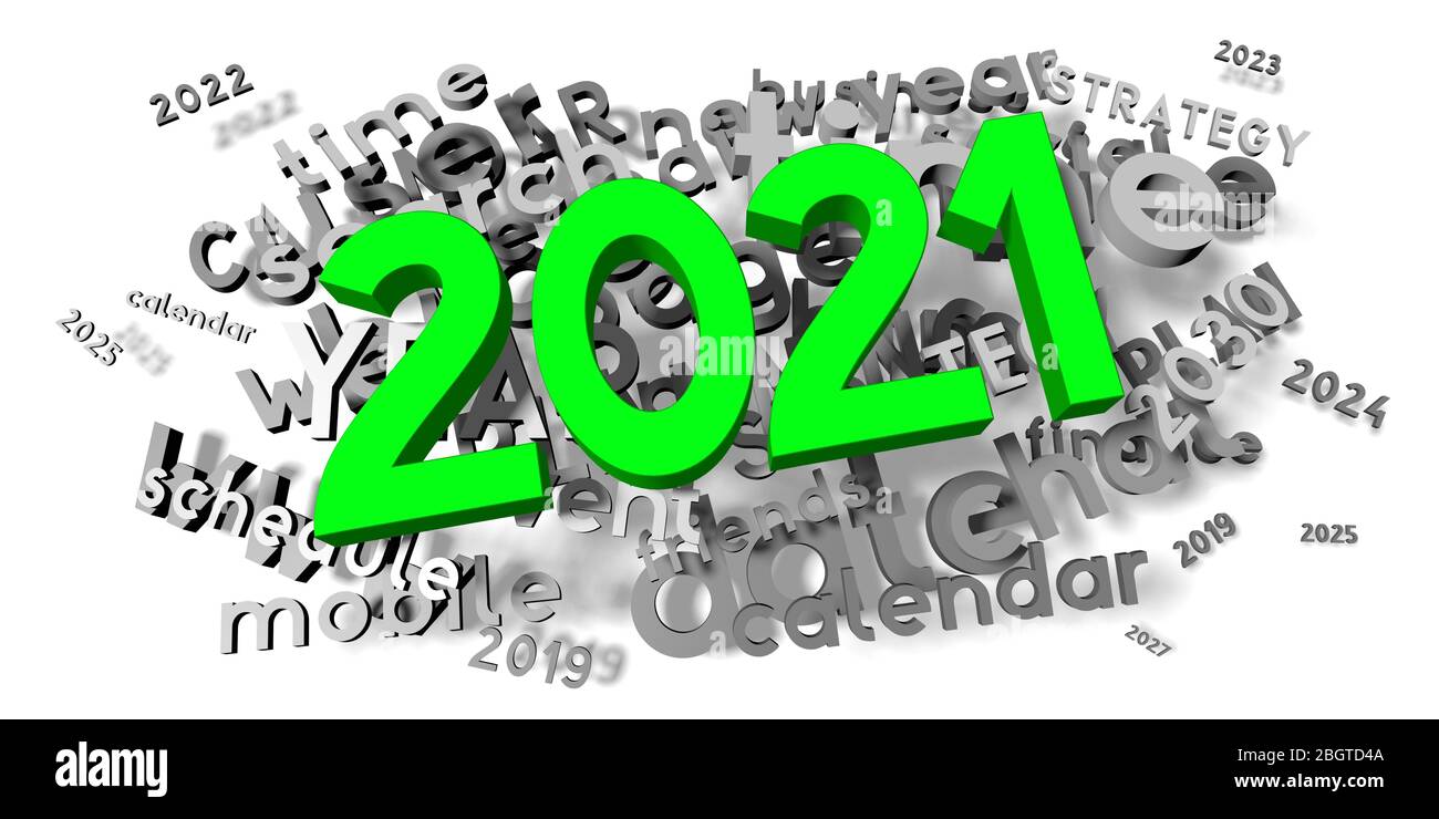 2021 concept - 3D illustration Stock Photo - Alamy