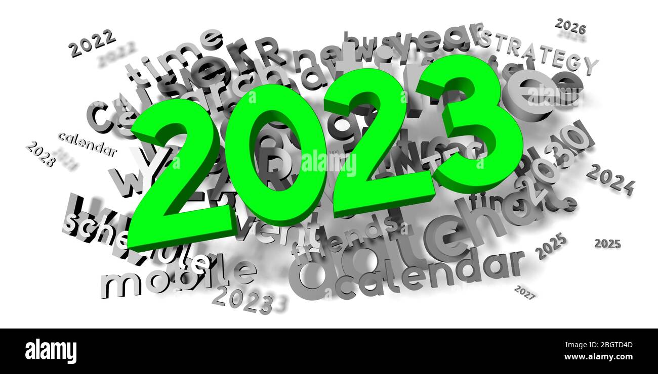 2023 concept - 3D illustration Stock Photo - Alamy