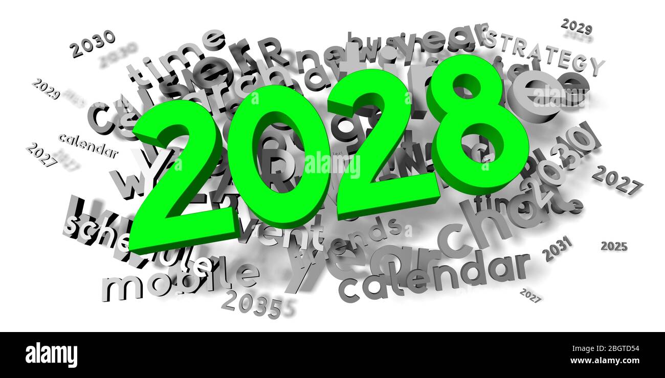 2028 concept - 3D illustration Stock Photo - Alamy