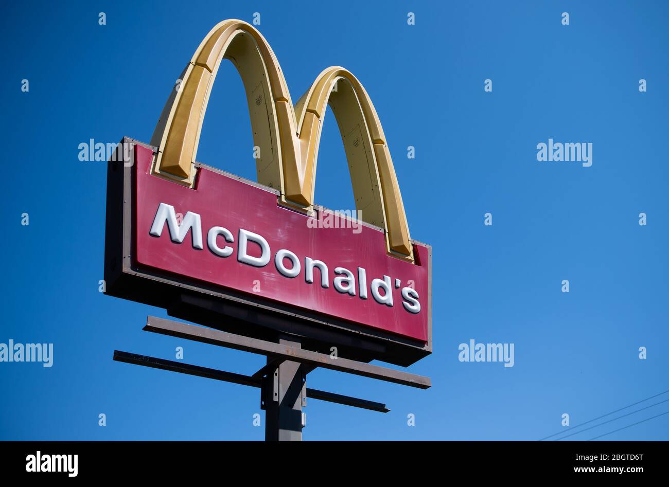 Richmond, United States. 22nd Apr, 2020. A McDonald's restaurant sign ...
