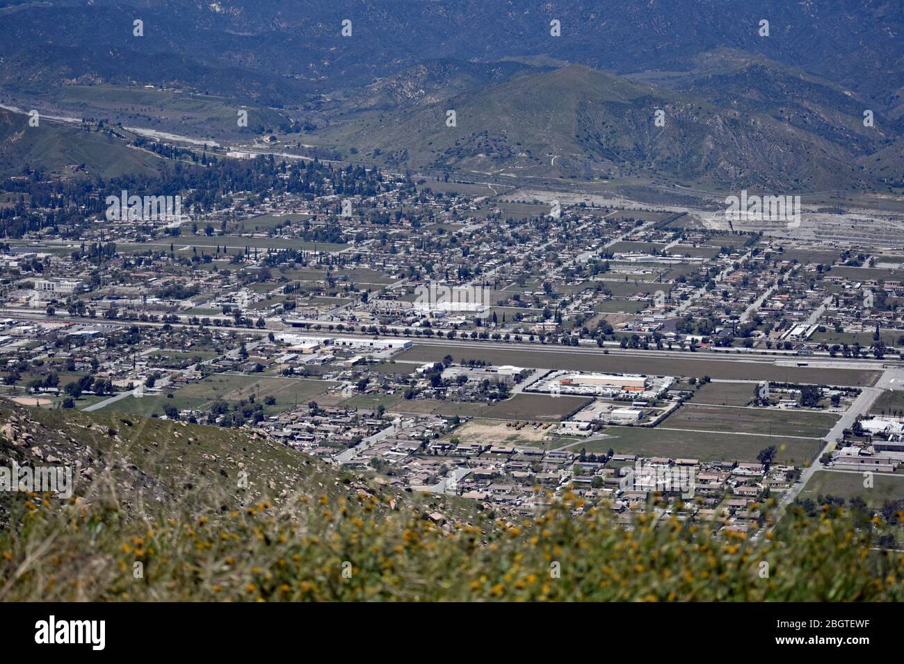 View of Valley Below with City Buildings Stock Photo - Alamy