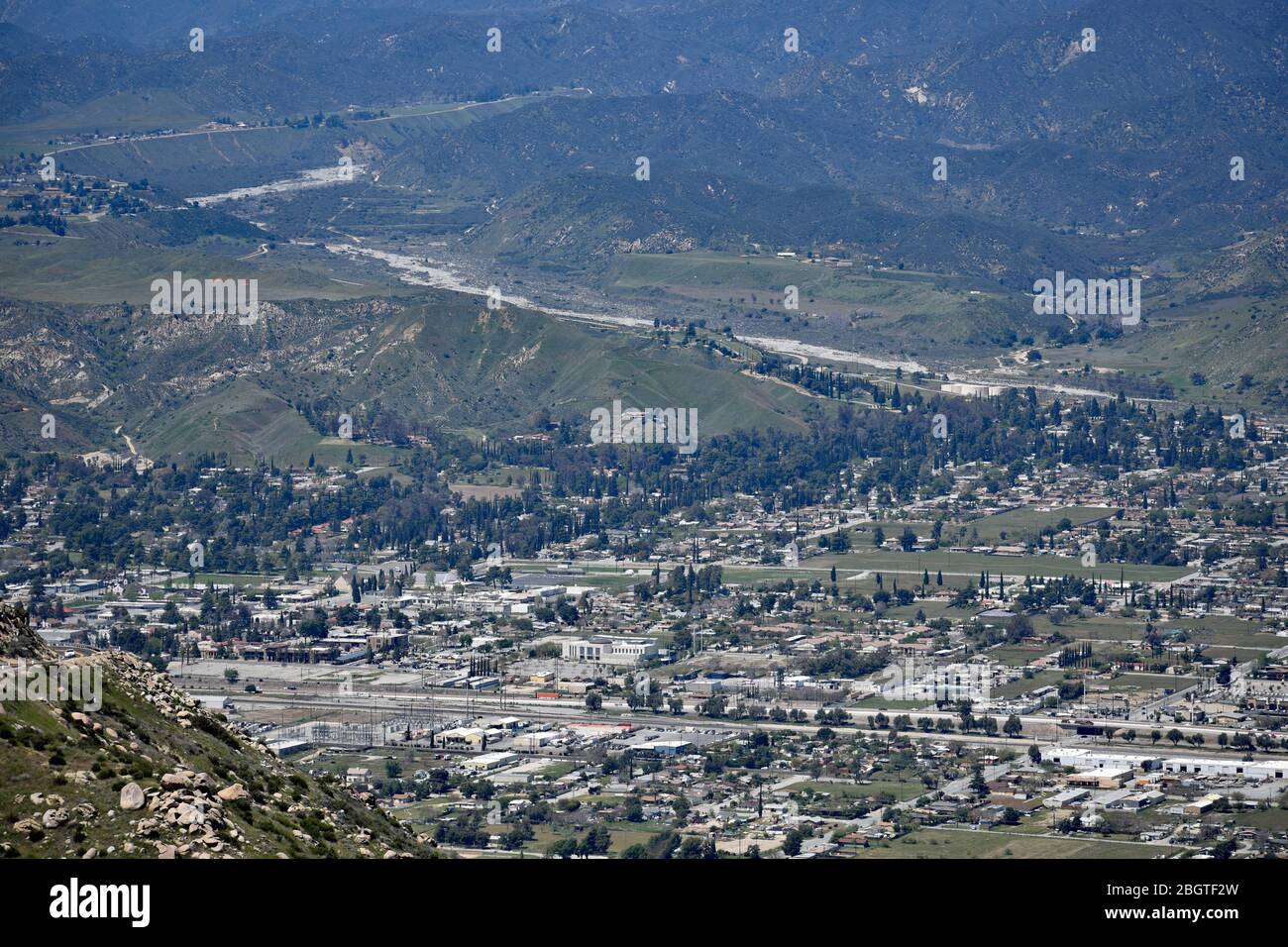 View of Valley Below with City Buildings Stock Photo - Alamy