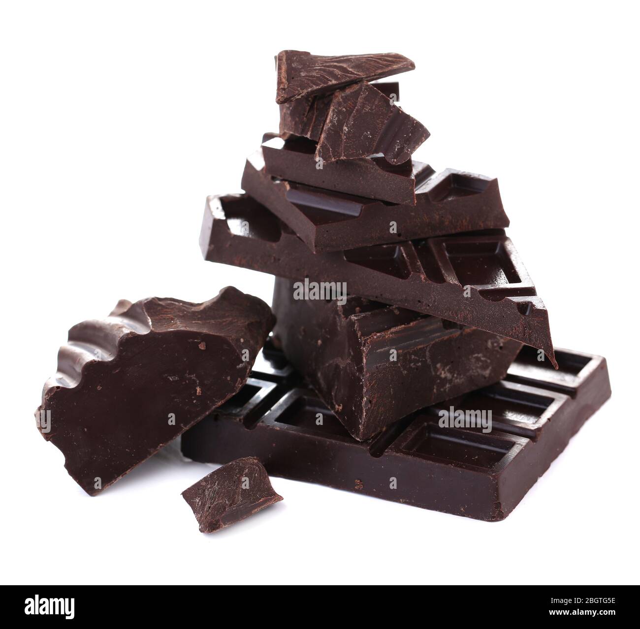 Cracked chocolate bar isolated on white Stock Photo - Alamy