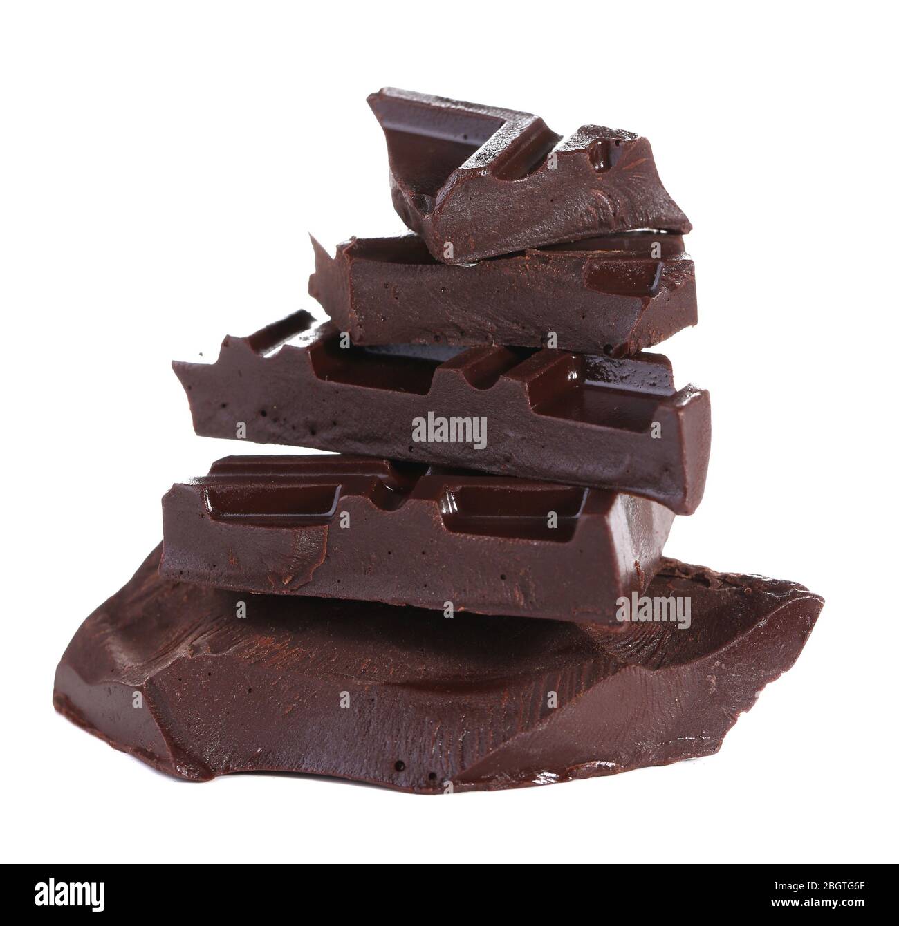 Cracked chocolate bar isolated on white Stock Photo - Alamy