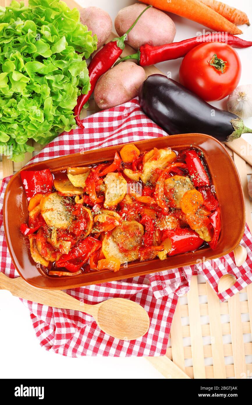 Vegetable ragout on table, close-up Stock Photo - Alamy
