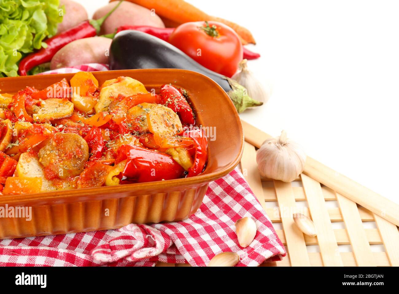 Vegetable ragout on table, close-up Stock Photo - Alamy