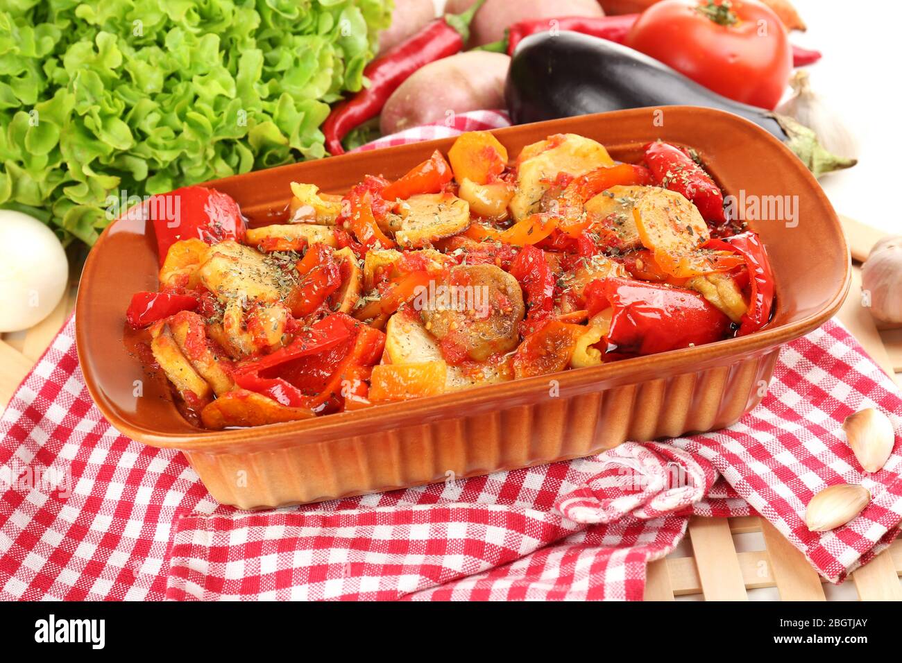 Vegetable ragout on table, close-up Stock Photo - Alamy