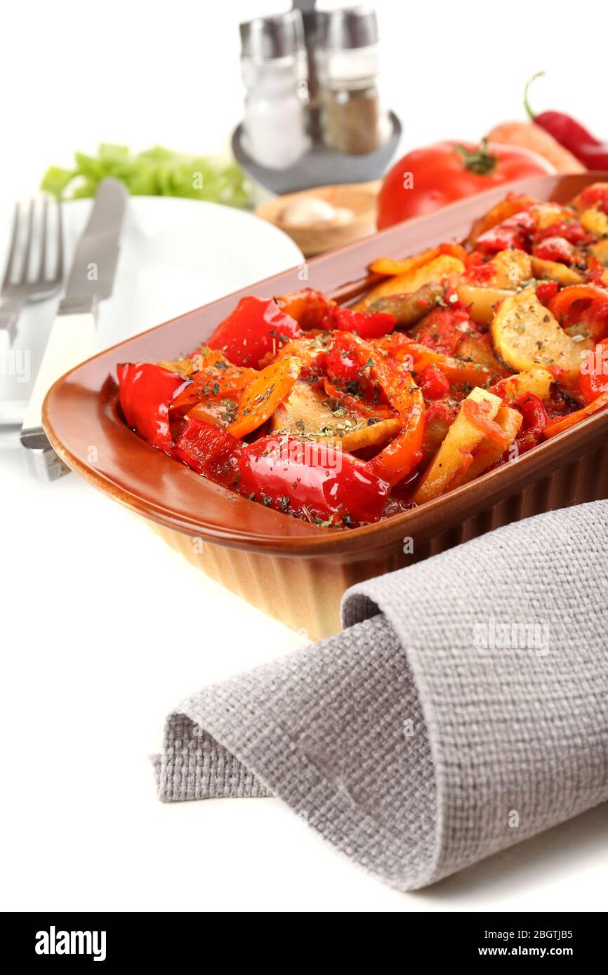Vegetable ragout on table, close-up Stock Photo - Alamy