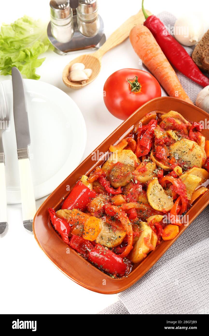 Vegetable ragout on table, close-up Stock Photo - Alamy