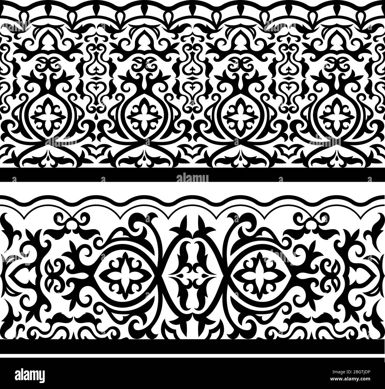 Traditional arabic seamless black ormanetal borders vector set Stock ...