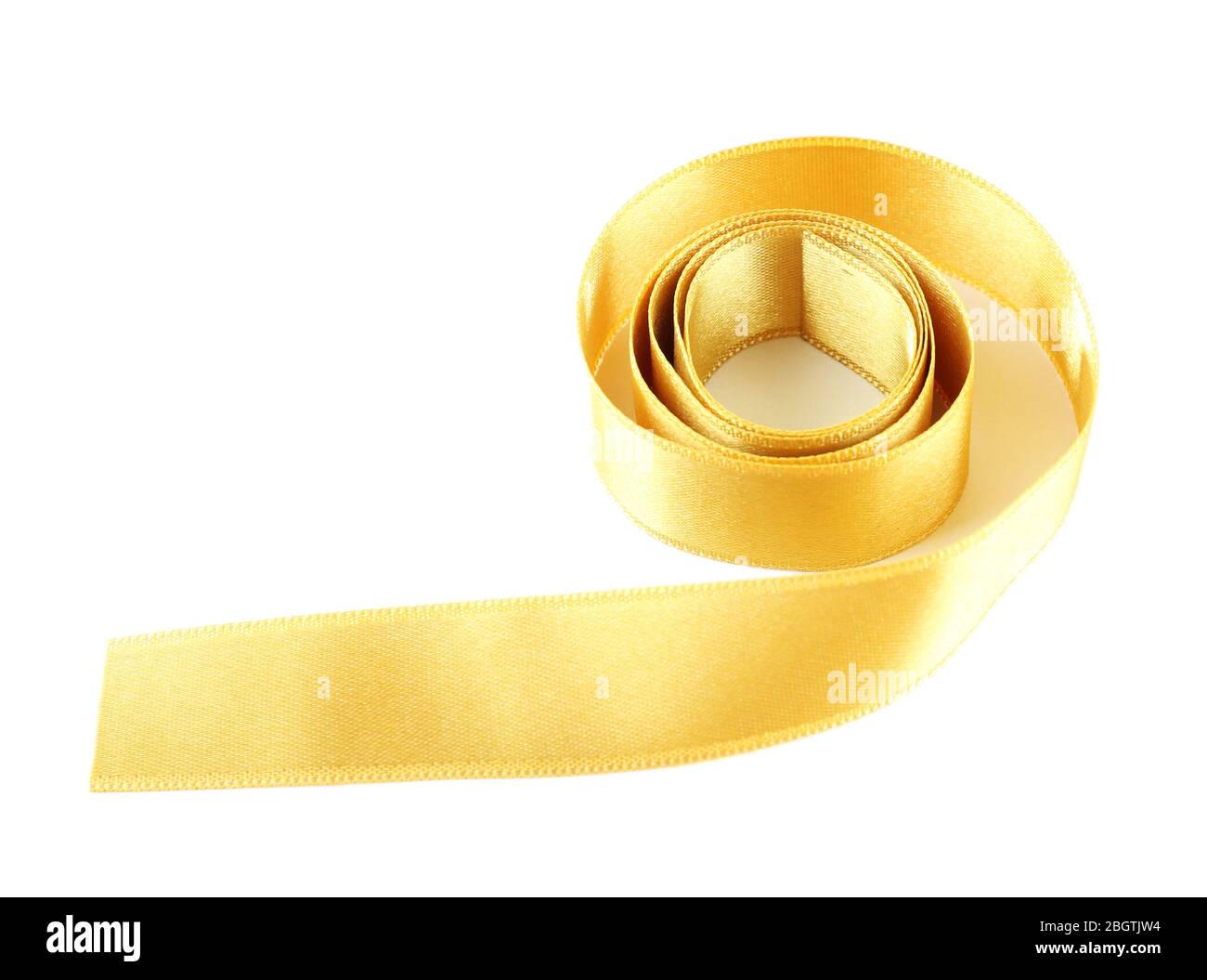 Golden ribbon isolated on white Stock Photo - Alamy