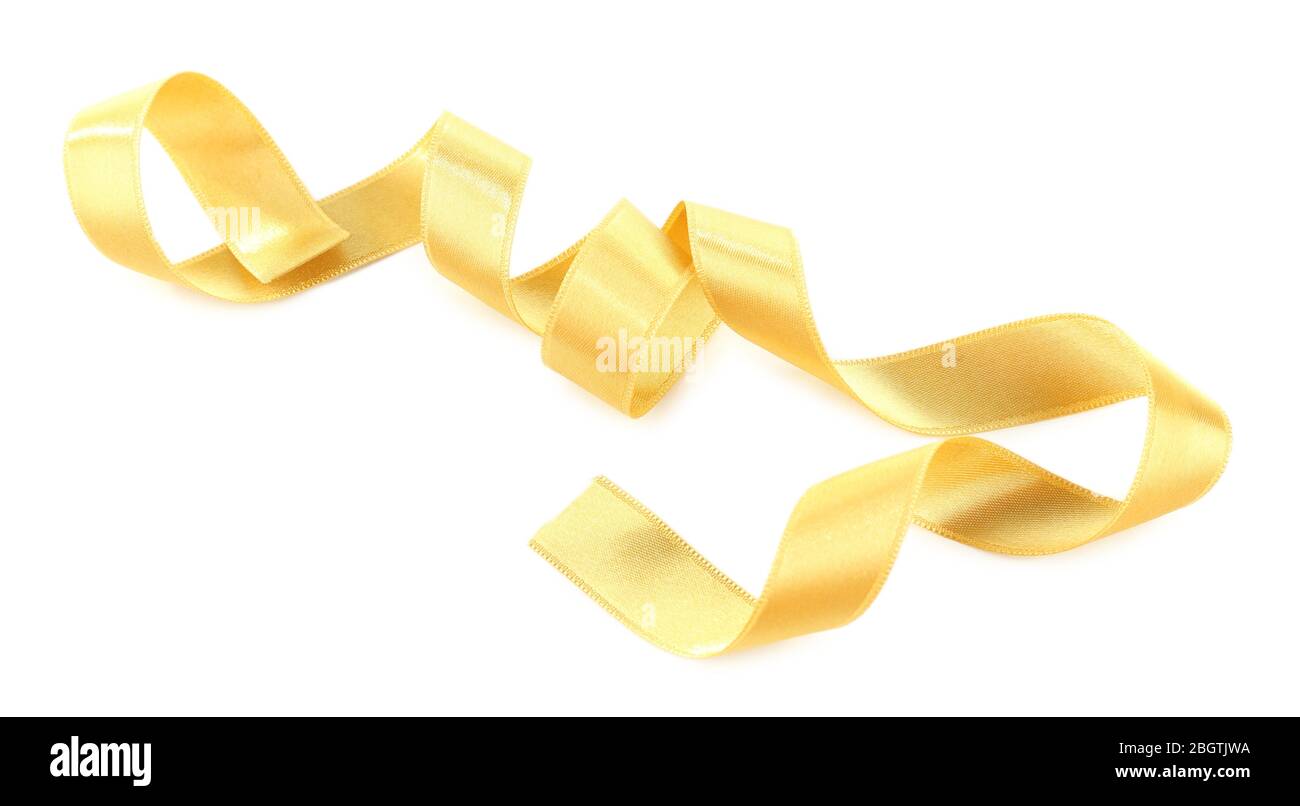Golden ribbon isolated on white Stock Photo - Alamy