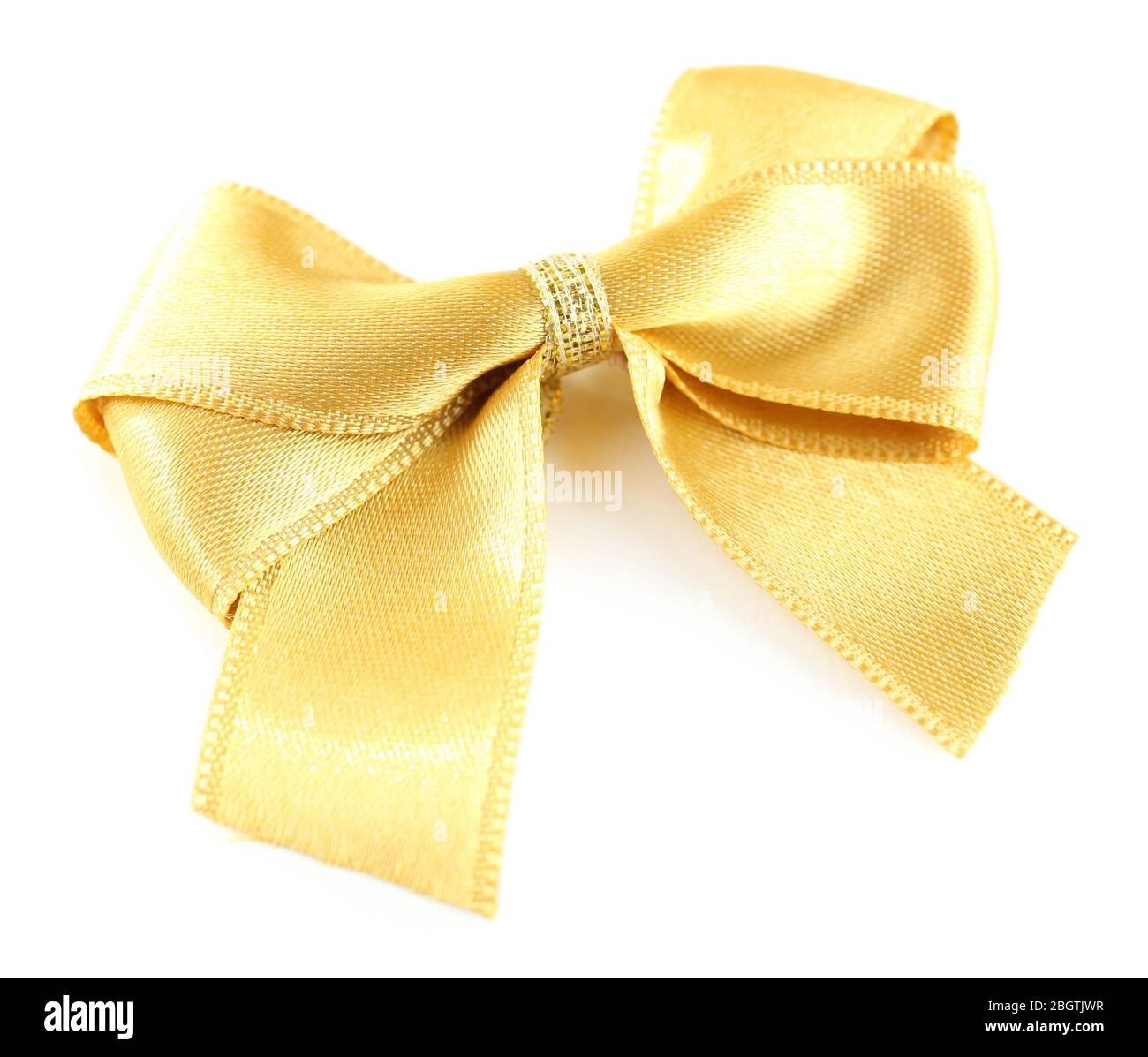 Yellow silk bow isolated on white Stock Photo - Alamy