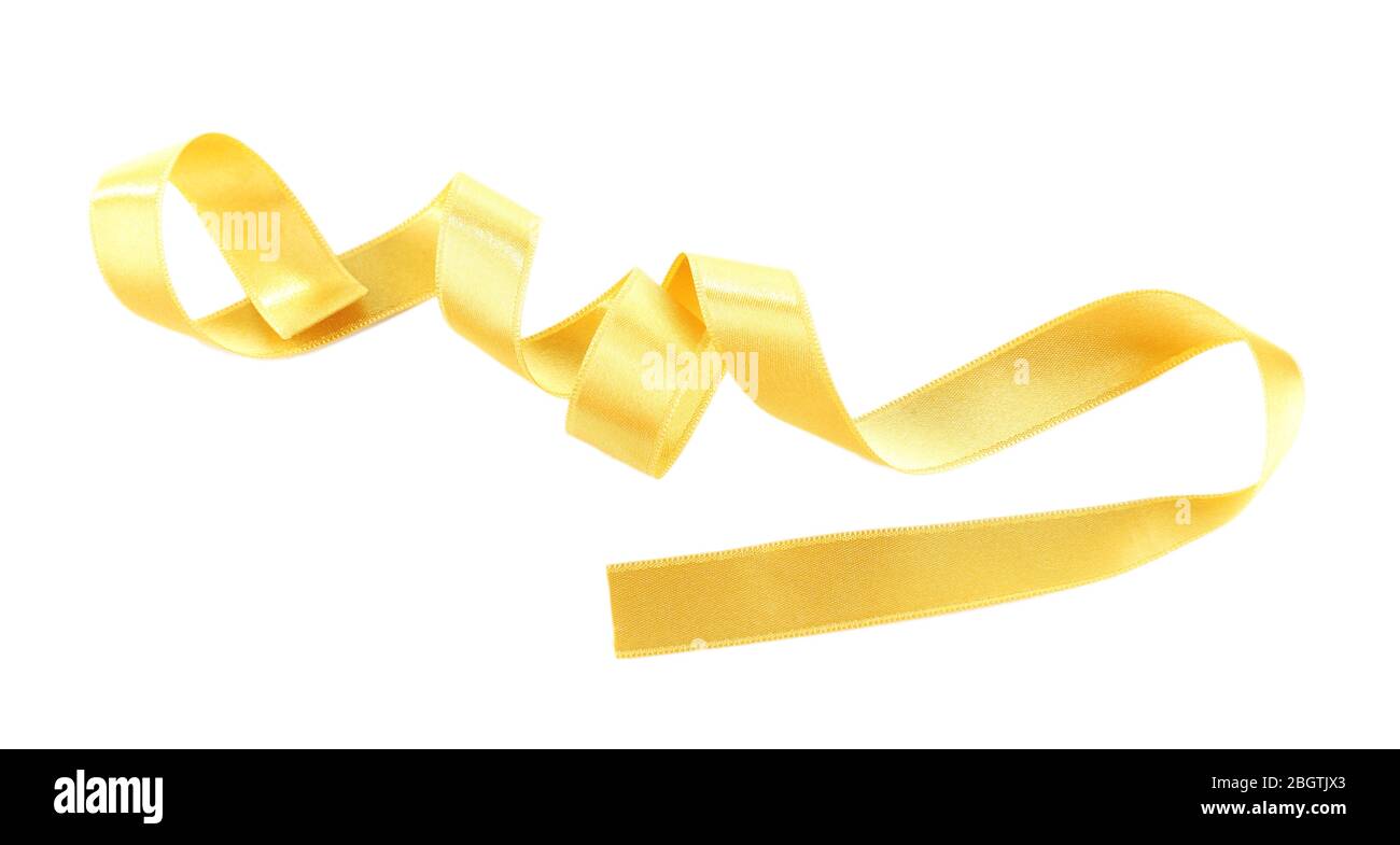 Golden ribbon isolated on white Stock Photo - Alamy