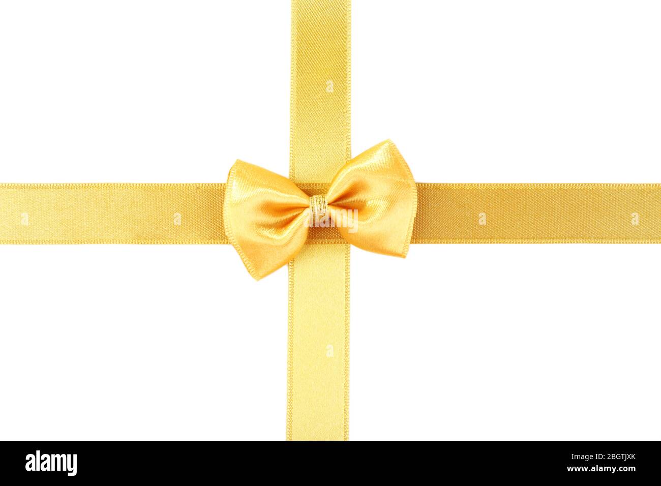 Golden ribbon and bow isolated on white Stock Photo - Alamy